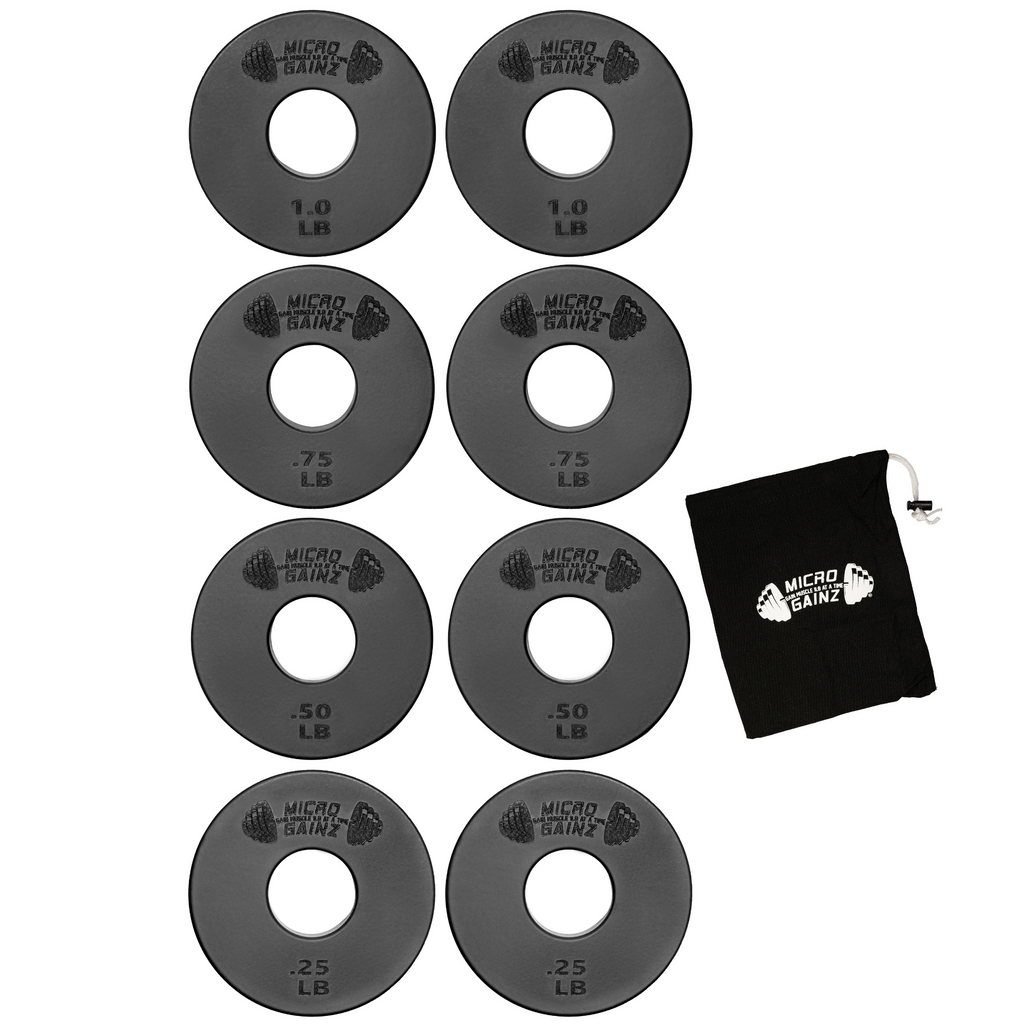 Micro Gainz Standard 1-Inch Center Hole Fractional Weight Plates Set o